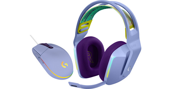 Logitech G733 Lightspeed Wireless Gaming Headset Purple + Logitech G203 ...