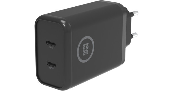 BlueBuilt Power Delivery Charger with 2 USB-C Ports 45W Black ...