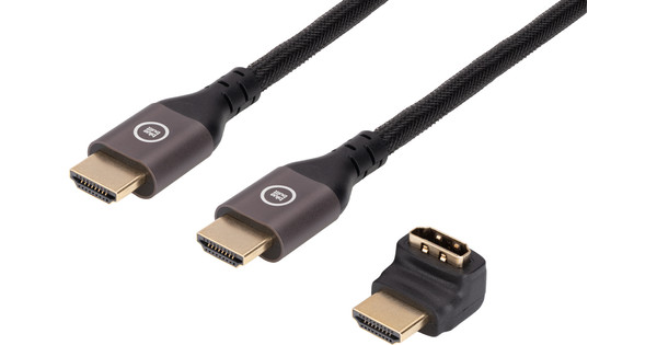 BlueBuilt HDMI Cable 4K 120Hz / 8K 60Hz Nylon 2m + 90° Adapter ...