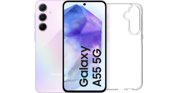 Samsung Galaxy A55 128GB Rosa 5G + BlueBuilt Backcover Transparent ...