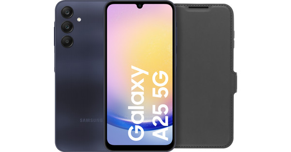 Samsung Galaxy A25 128GB Schwarz 5G + BlueBuilt Book Case Schwarz ...