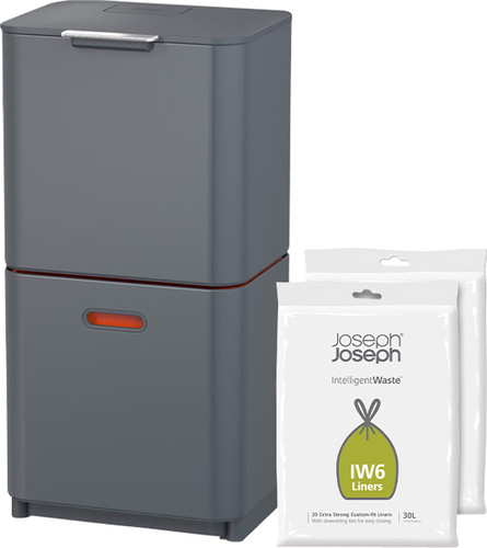 Joseph Joseph Intelligent Waste Totem Max 60L Gray + Trash Bags (40 ...