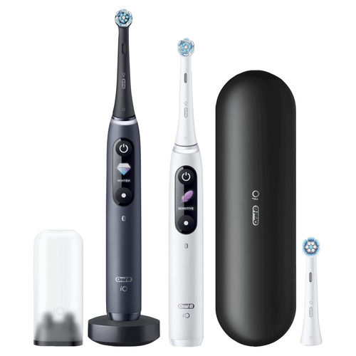 Oral-B iO Series 8 Black and White Duo Pack with Extra Brush Attachment ...