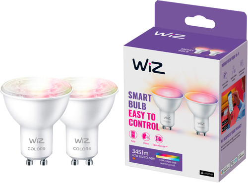 WiZ Smart Spot Light 2-pack - Colored and White Light - GU10 | Coolblue ...