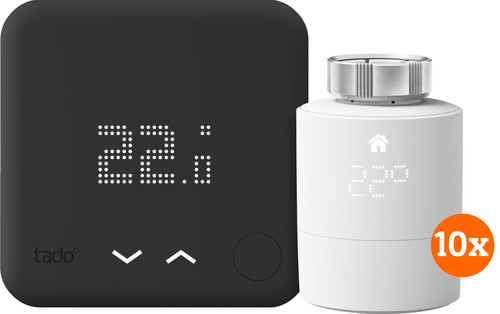 Tado Wireless Smart Thermostat V3+ Black Starter Pack + 10 Radiator ...