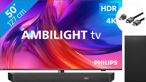 Philips The One 50PUS8808 - Ambilight (2023) + Soundbar + HDMI cable ...
