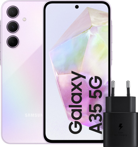 Samsung Galaxy A35 128GB Lila 5G + Samsung 25 Watt Schnellladegerät ...