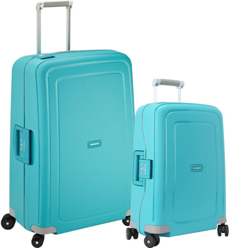 Kofferset Samsonite S'cure Spinner 55 + 75 cm Aqua Blue | Coolblue ...